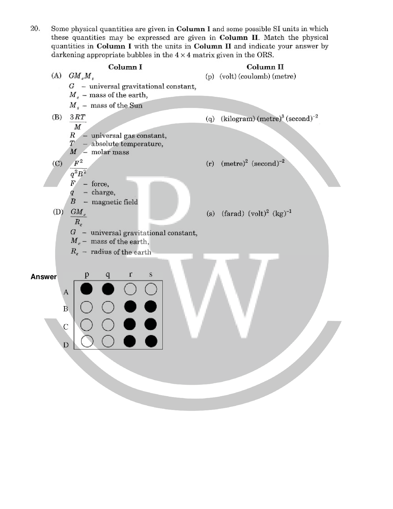 JEE Advance Question paper- 2007 Paper-1 With Answer Key | PW