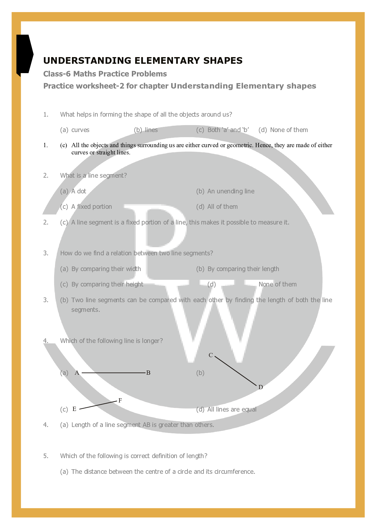 Worksheet 2 For Chapter Understanding Elementary Shapes Class 6 Maths Worksheet 2 For Chapter Understanding Elementary Shapes Class 6 Maths