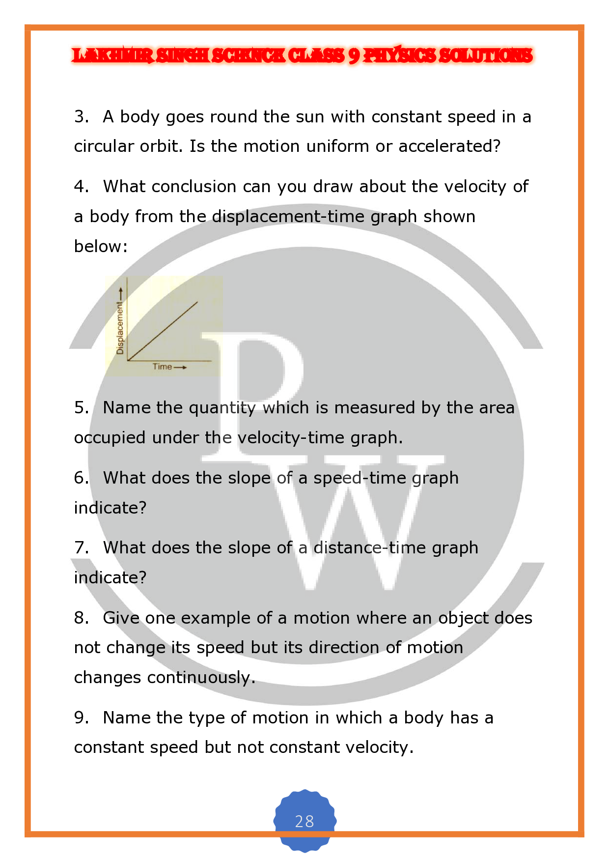 Lakhmir Singh Physics Class 9 Chapter-1 Motion Solutions |Physics Wallah