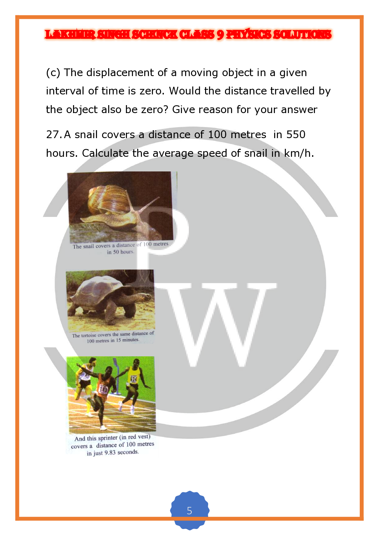 Lakhmir Singh Physics Class 9 Chapter-1 Motion Solutions |Physics Wallah