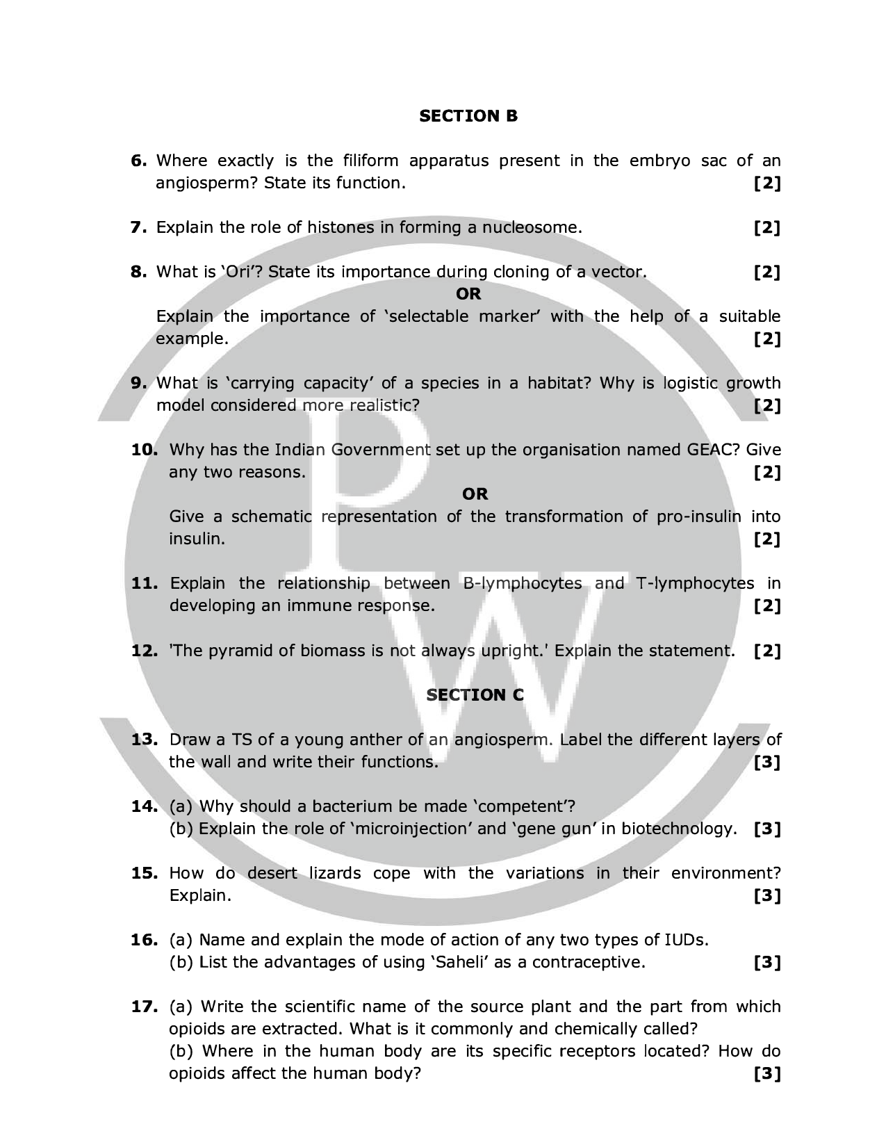 Class 12 Biology 2019 CBSE paper 2019 | PW