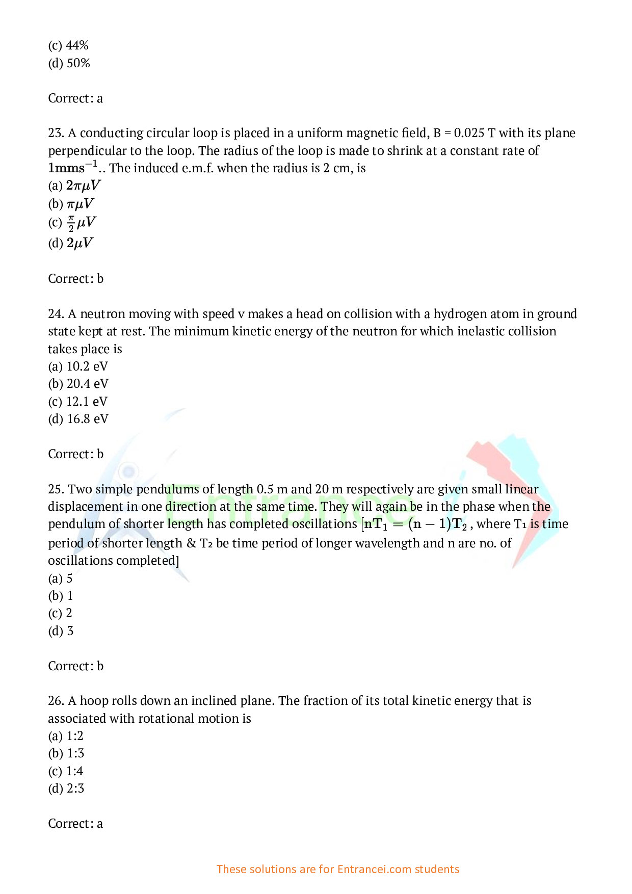 BITSAT 2019 Question paper pdf | Physics Wallah