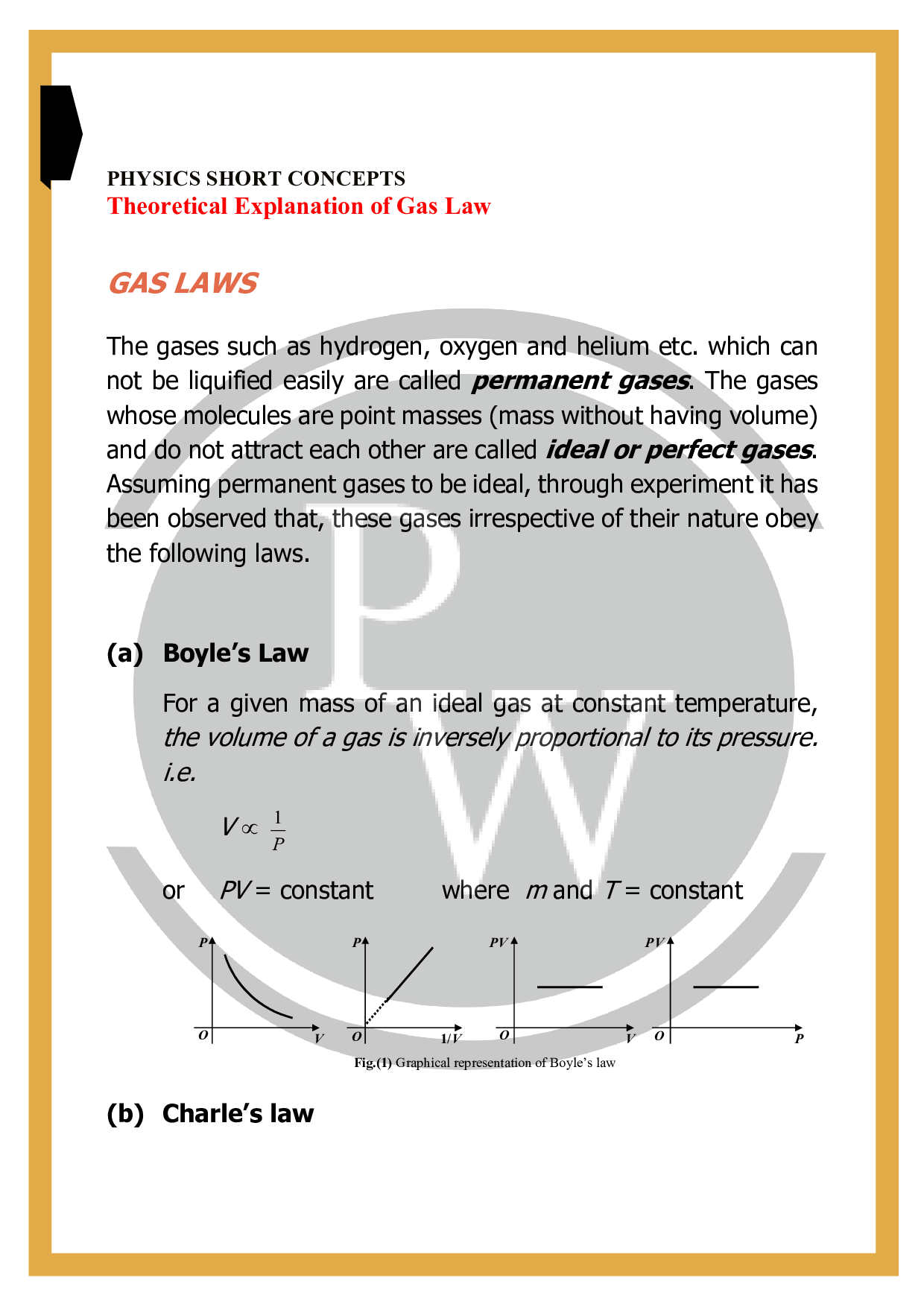 Definition formula & Example of Gas law