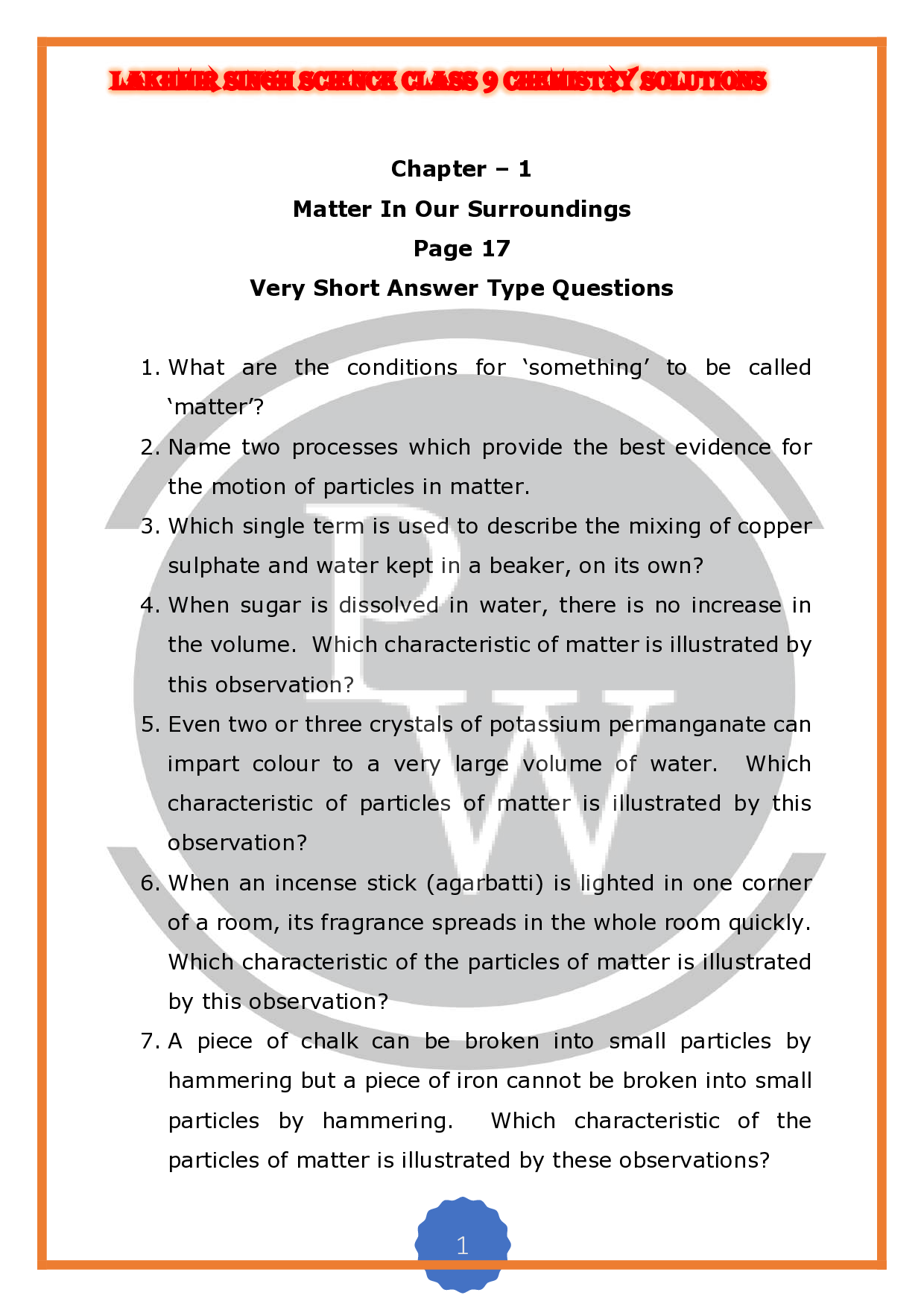 Lakhmir Singh Solution|Matter in Our Surroundings