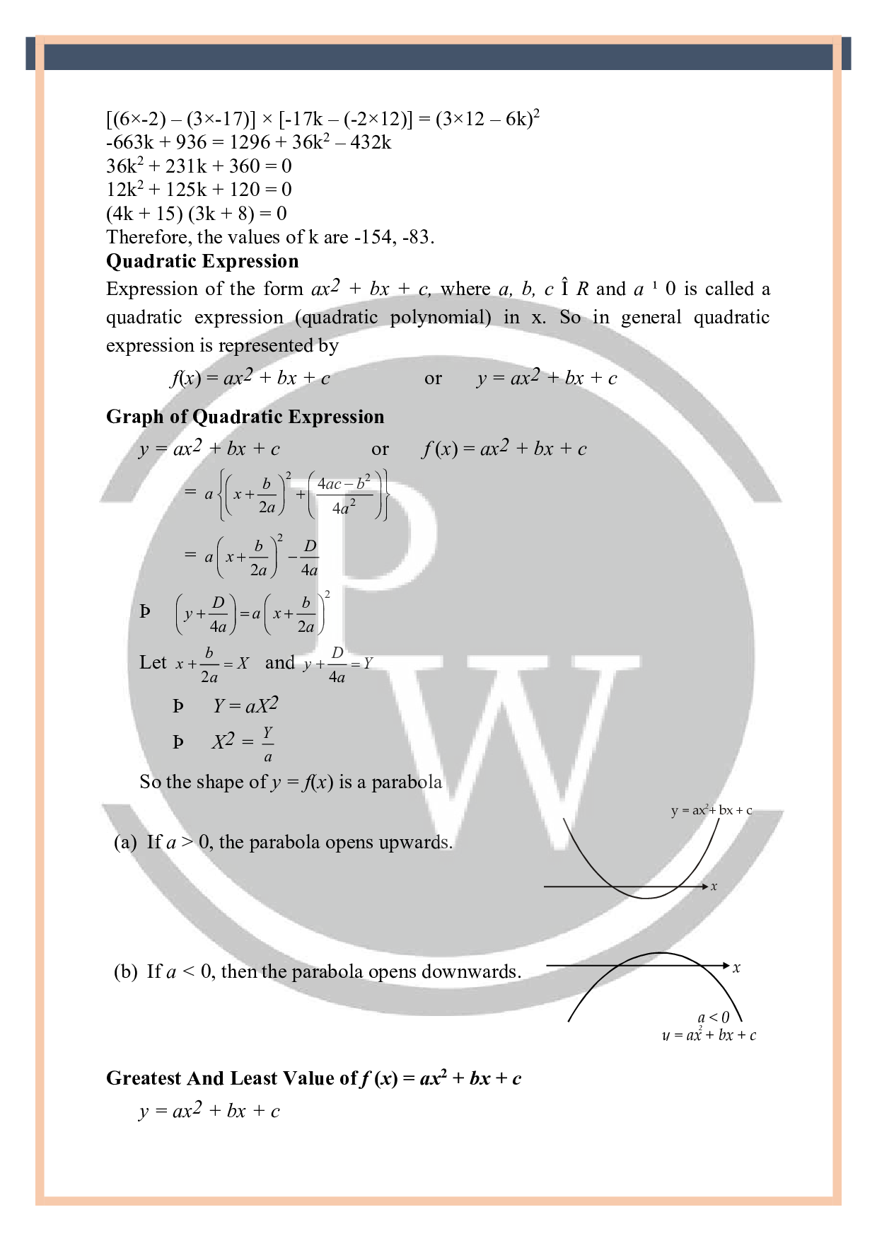 What is Quadratic Equation ? Formulas solved example and Definitions