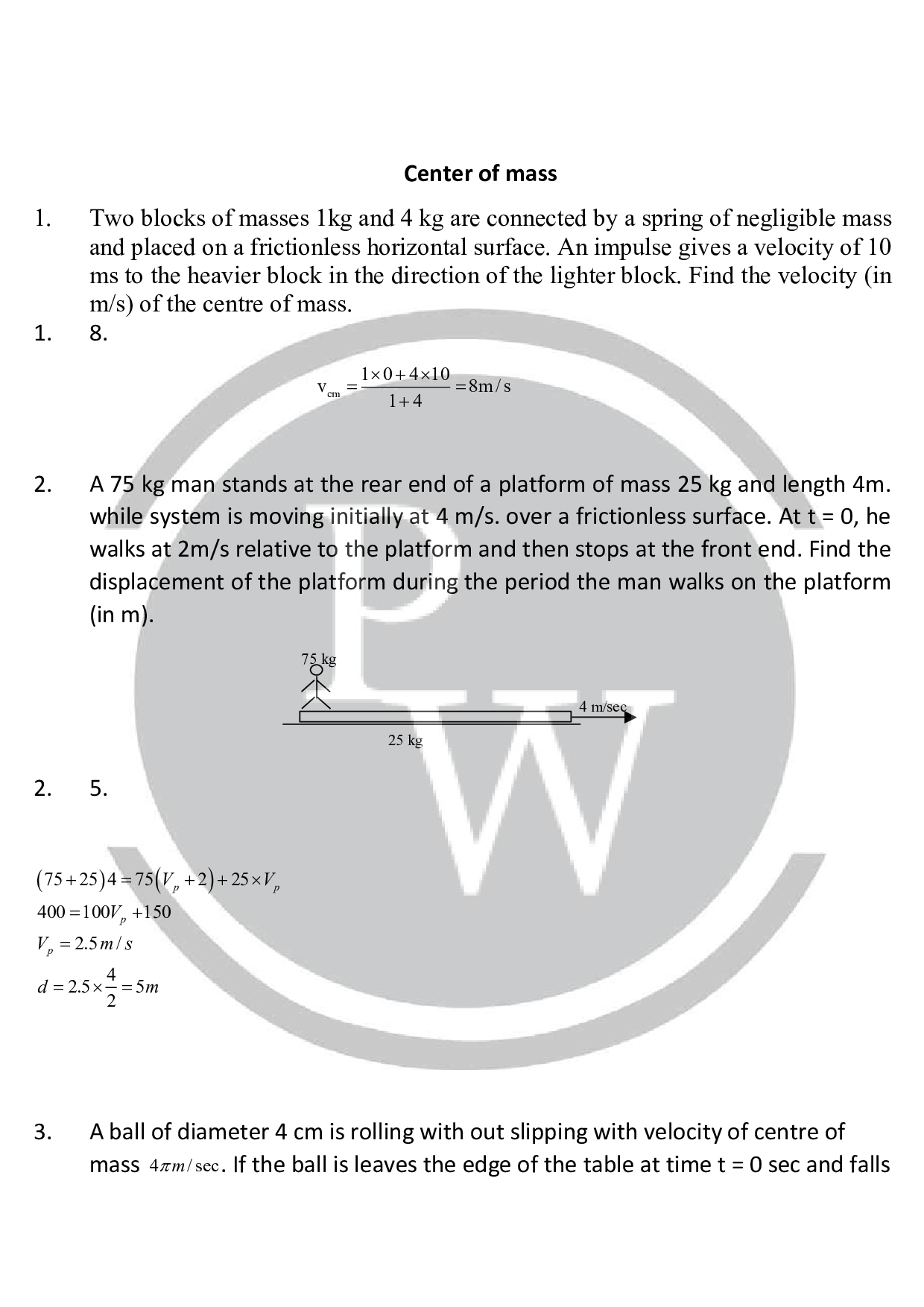 Numerical base question of Centre of mass for JEE Physics|Physics Wallah