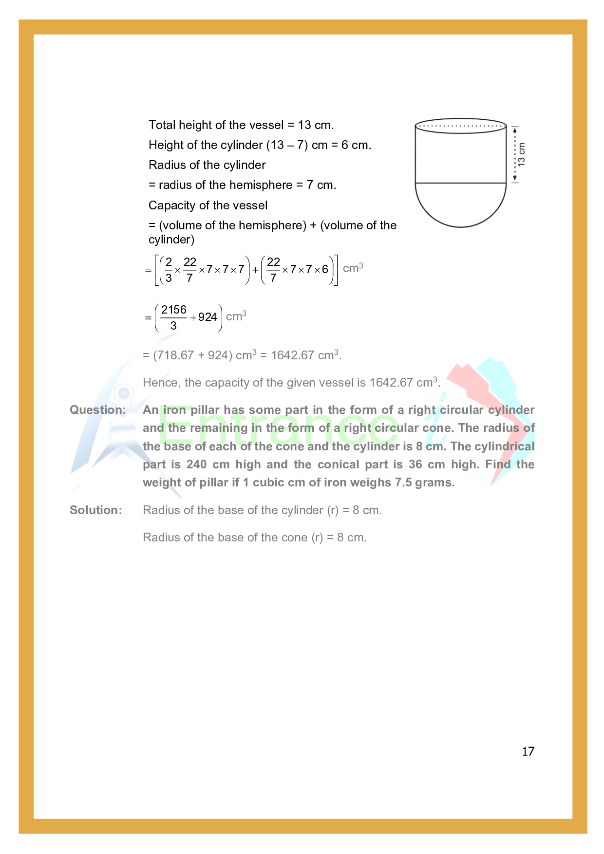 Important Questions Of Chapter 13 Surface Areas And Volumes Class 10 Maths important-questions-of-chapter-13-surface-areas-and-volumes-class-10-maths