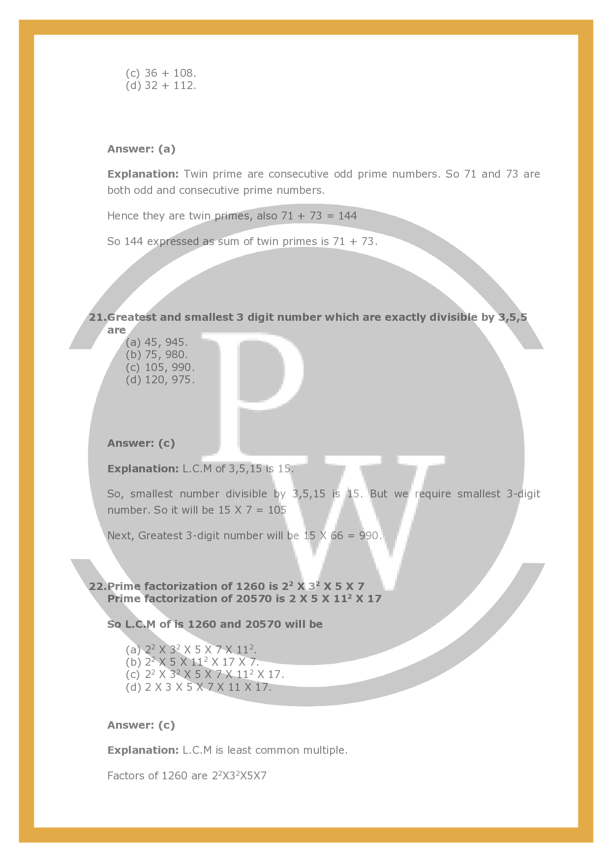 Worksheet for Class 6 Chapter - Playing with Numbers | PW