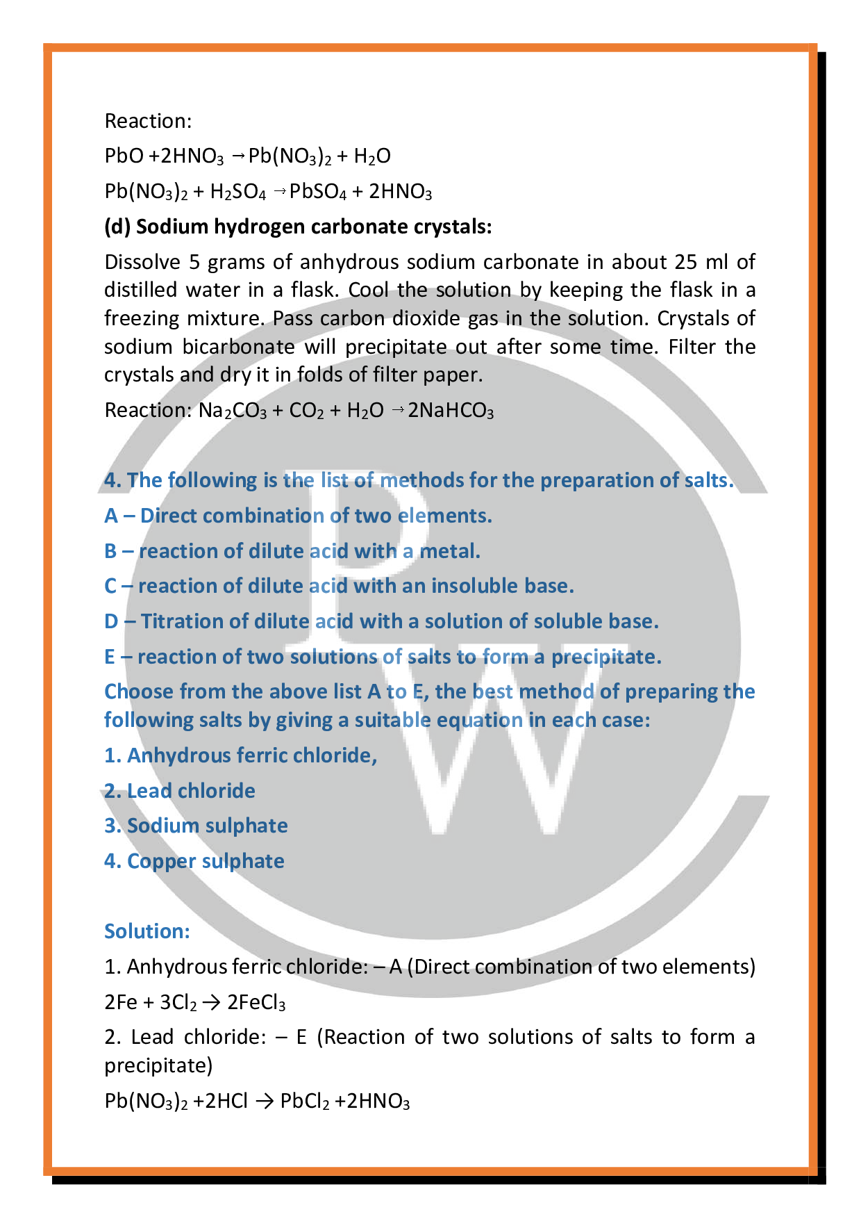 ICSE Class 10 Chemistry Solutions for Chapter 3 Acids, Bases and Salts | PW