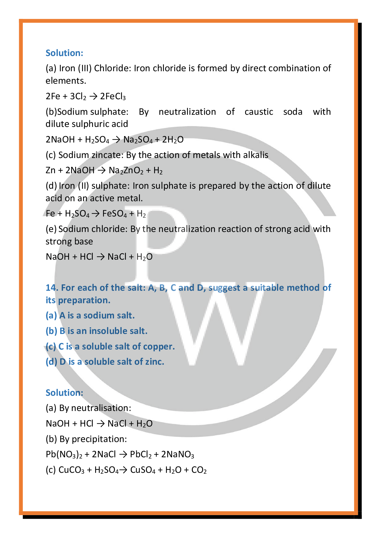 ICSE Class 10 Chemistry Solutions for Chapter 3 Acids, Bases and Salts | PW