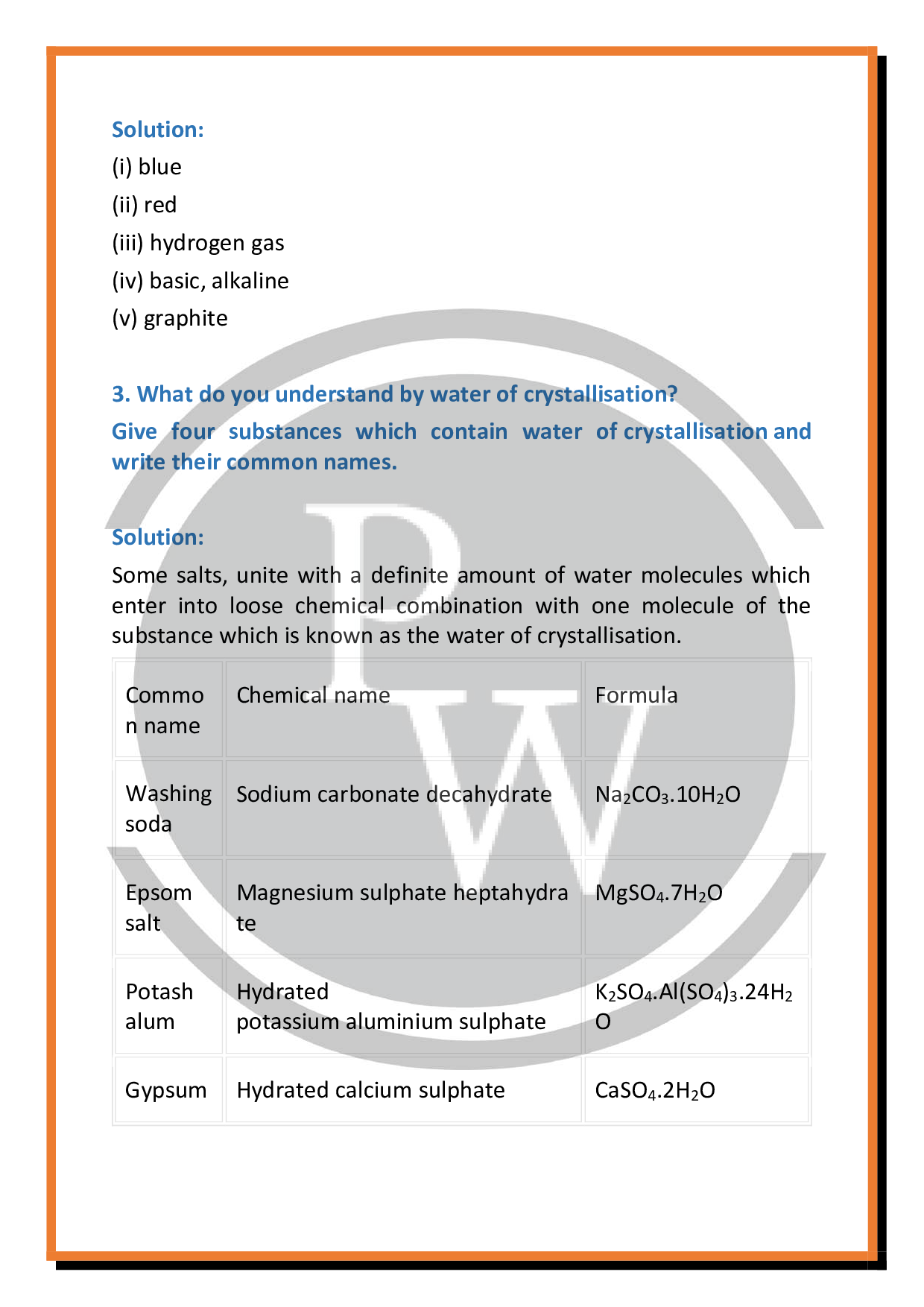 ICSE Class 10 Chemistry Solutions for Chapter 3 Acids, Bases and Salts | PW