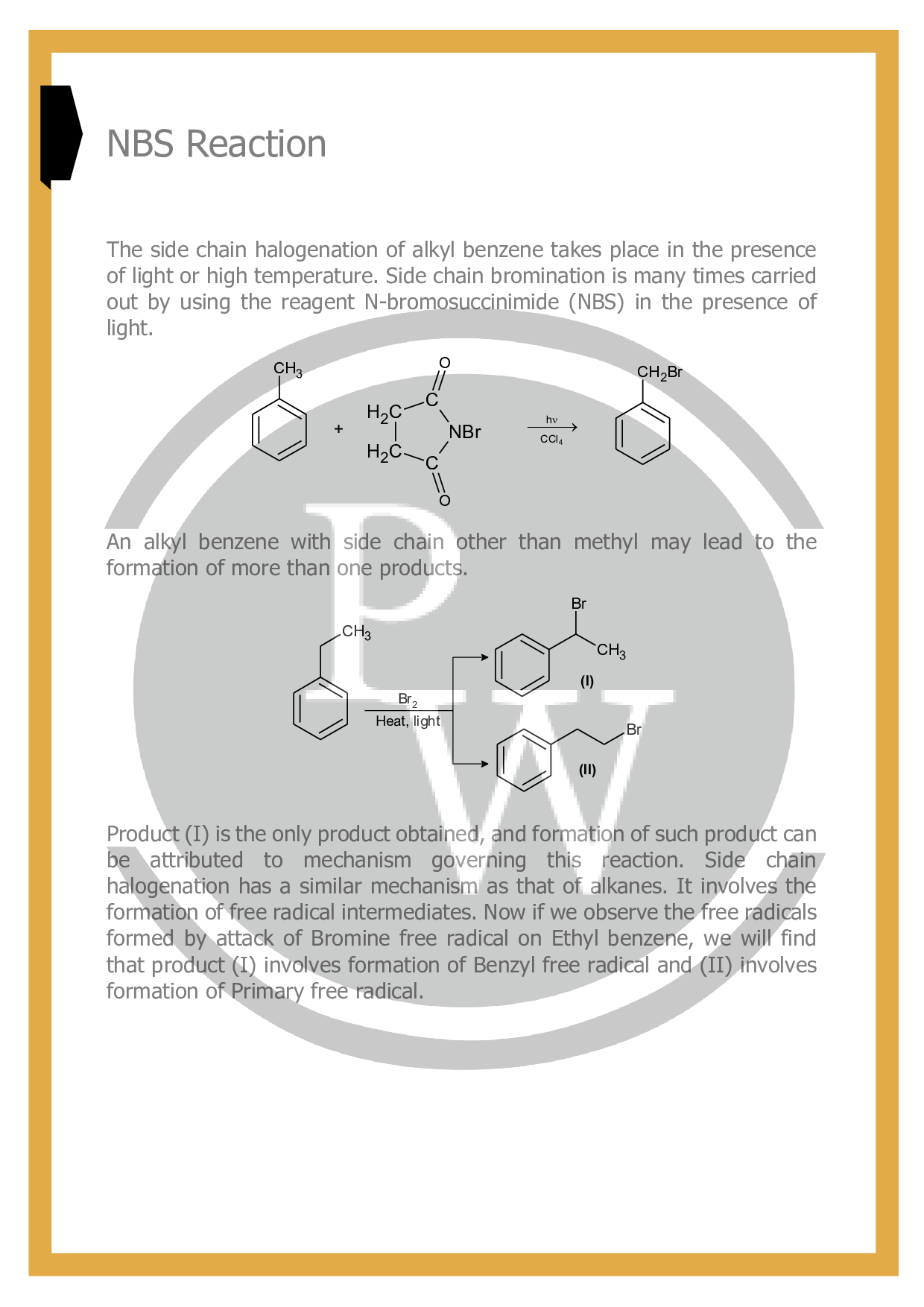 NBS Reaction| About NBS mechanism |N-bromosuccinimide use | PW
