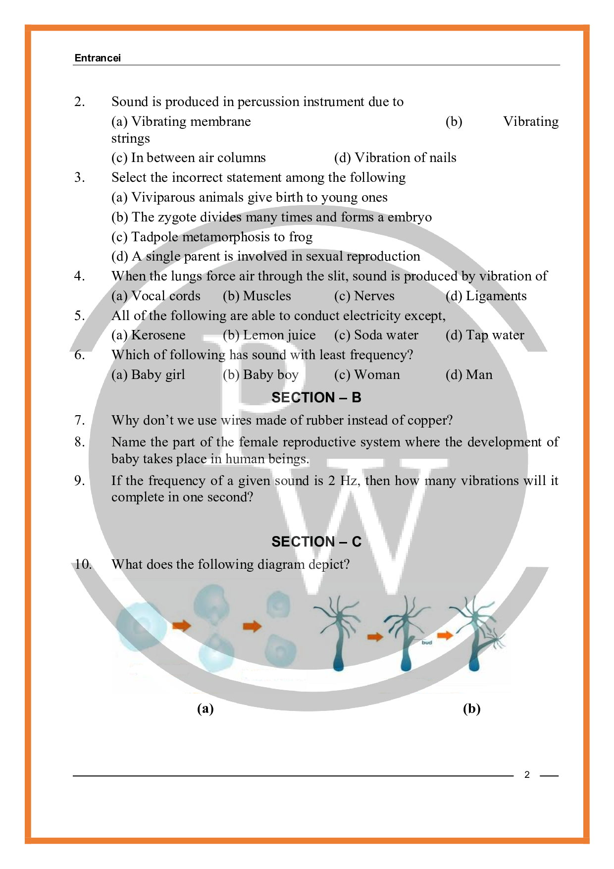 CBSE Sample Papers for class 8 Science-3 Objective Questions