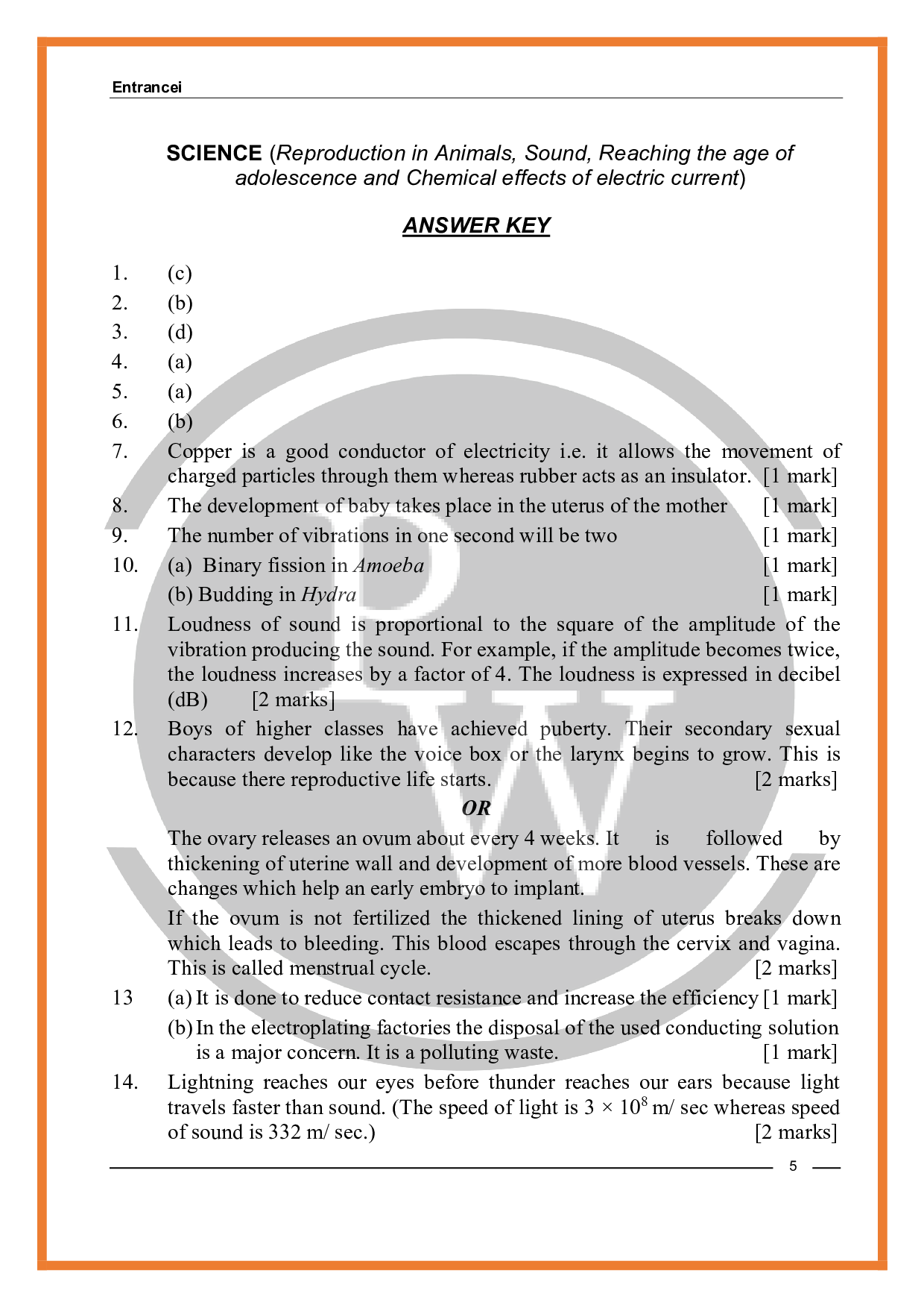 CBSE Sample Papers for class 8 Science-3 Objective Questions