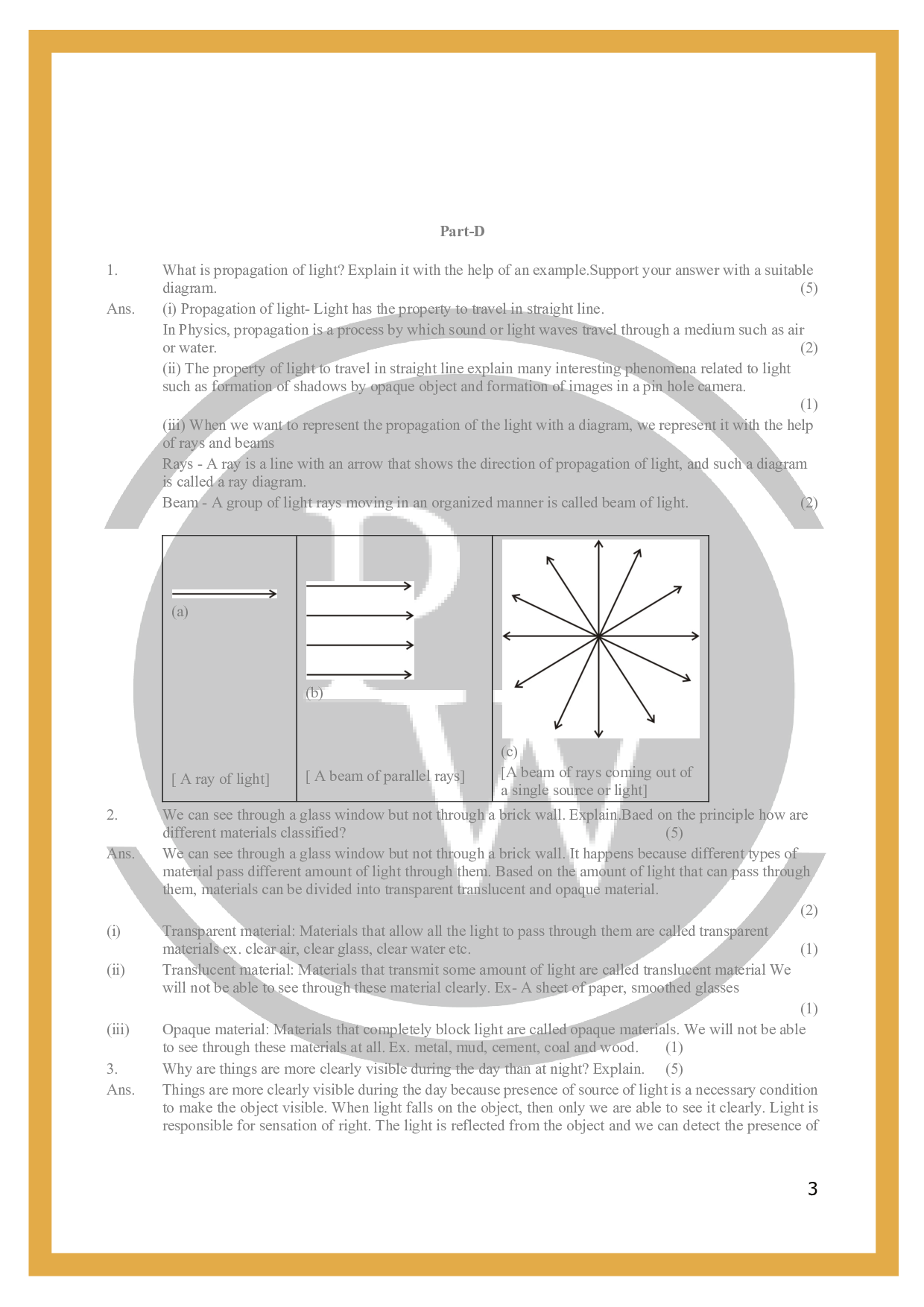 class 6 science worksheets Chapter 11-Light, Shadows and Refractions | PW