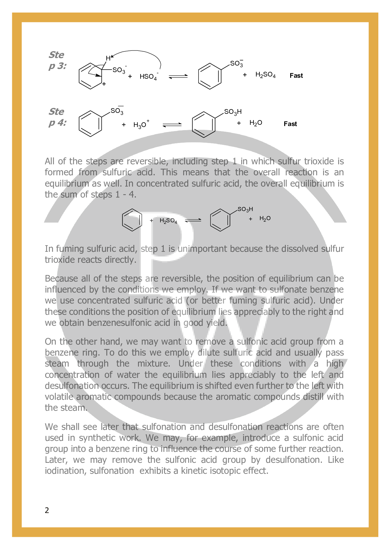 Mechanism of Sulfonation of Benzene | Physics Wallah