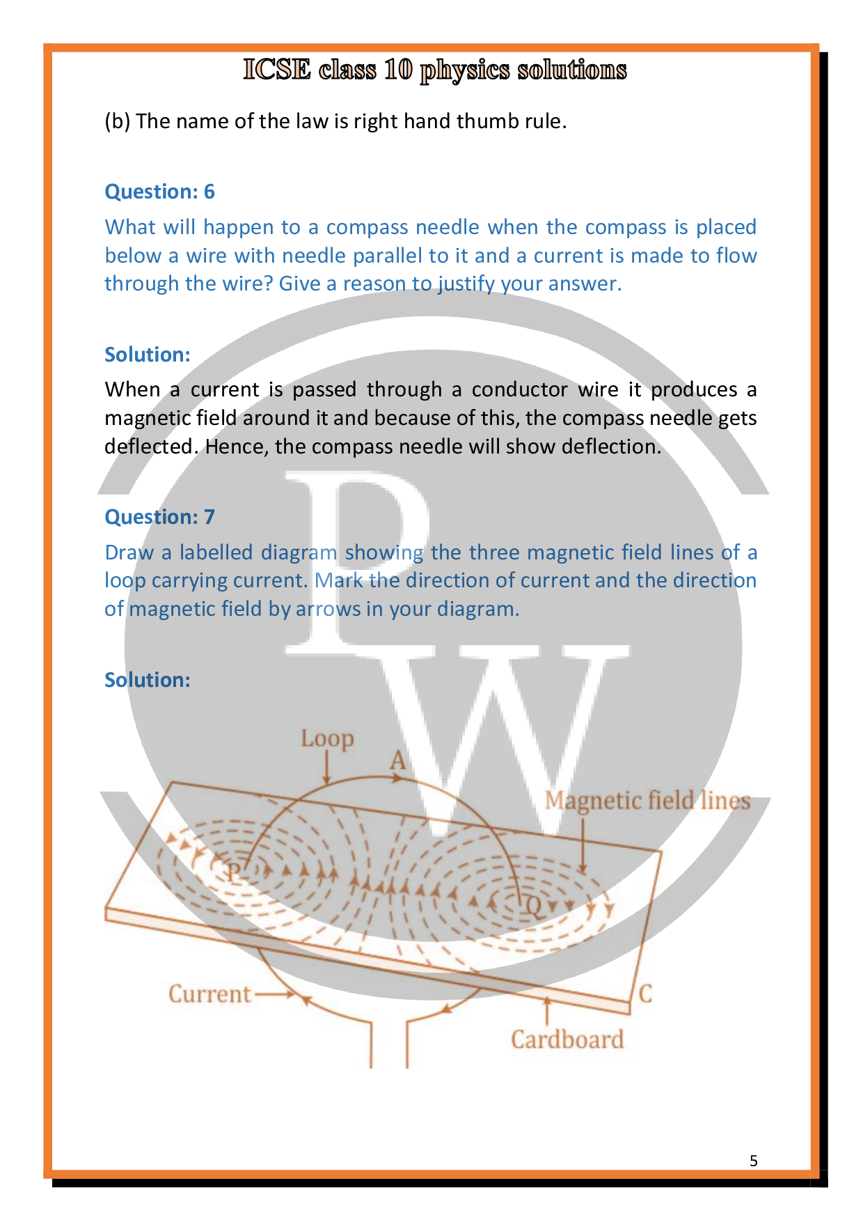 Solutions of Chapter-10 Electro-magnetism of ICSE Class 10 Physics | PW