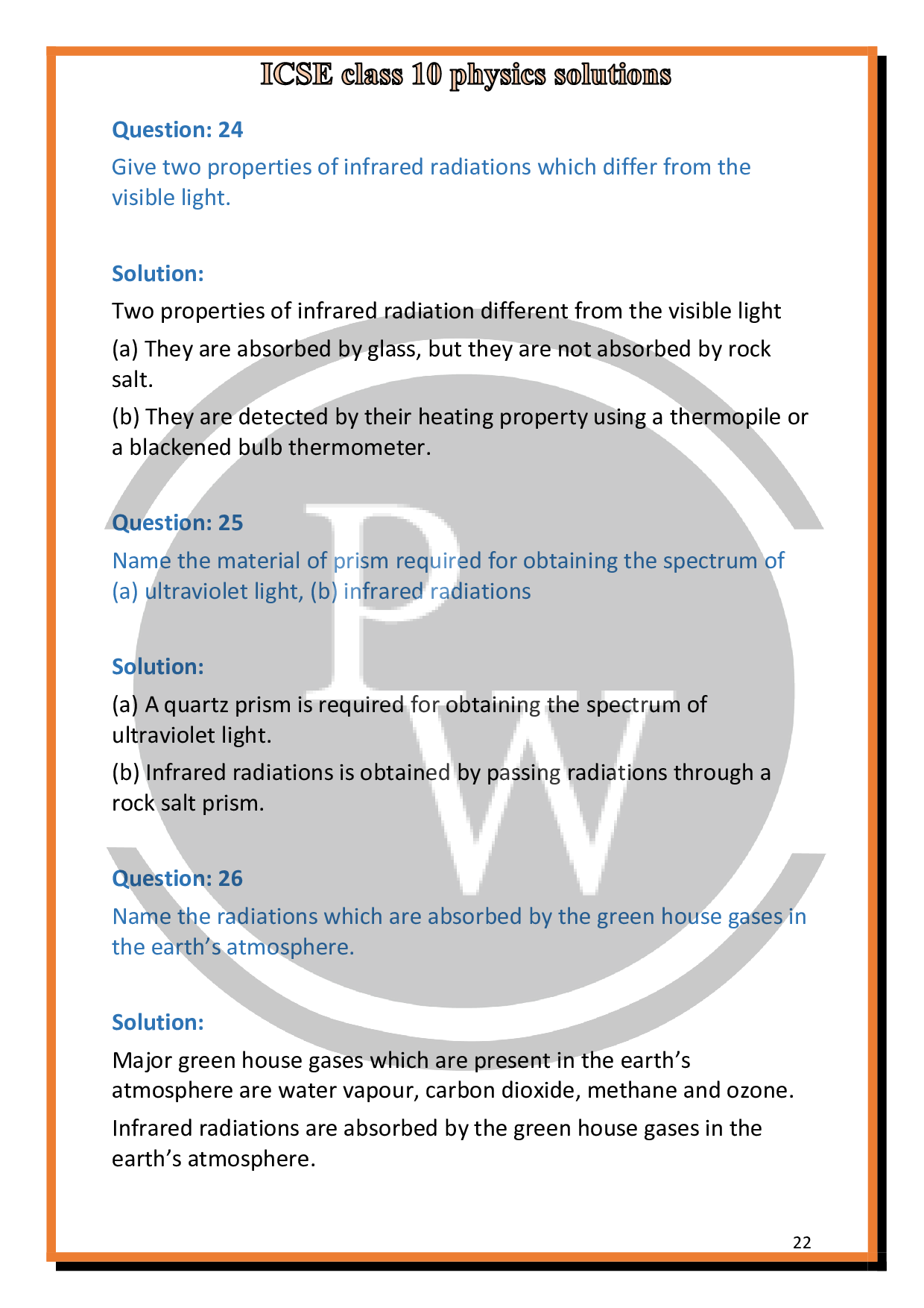 Solutions of Chapter-6 Spectrum of ICSE Class 10 Physics | PW