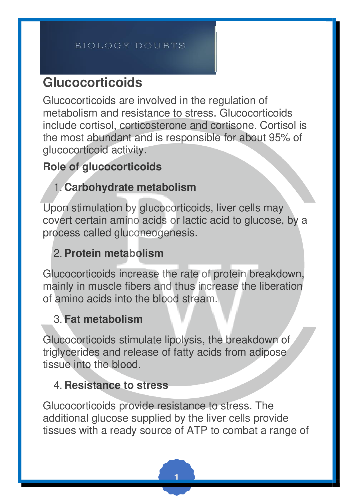 What are the examples of glucocorticoids? | Physics Wallah
