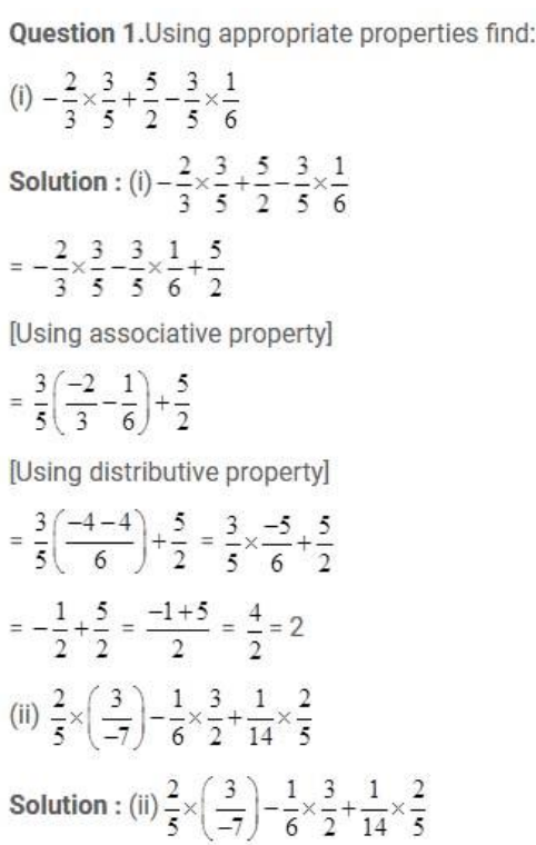 NCERT Solutions For Class 8 Maths Chapter 1 Rational Numbers Swastik 