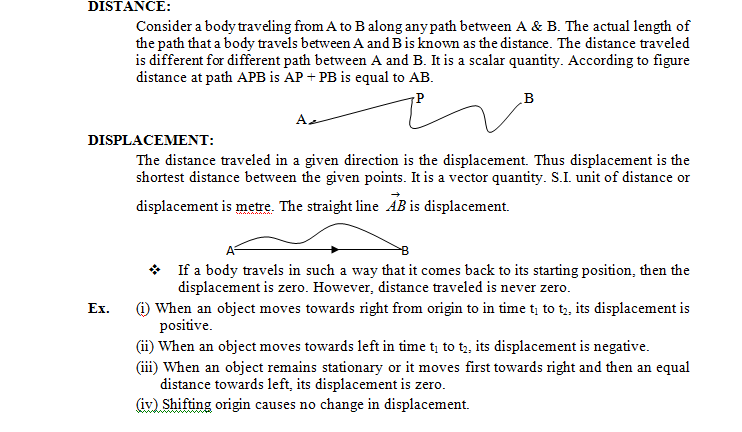 Class 9 Physics Motions DISTANCE AND DISPLACEMENT Class 9 Physics Motions DISTANCE AND DISPLACEMENT